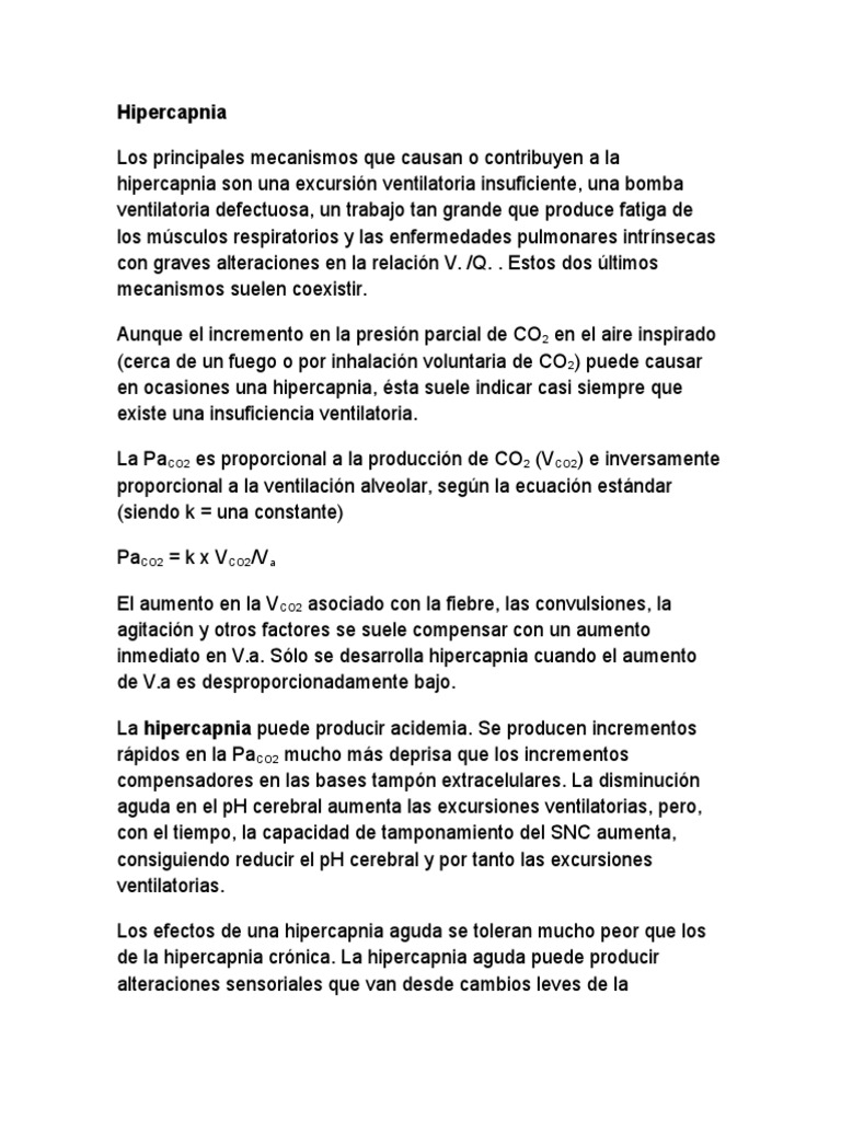 Hipercapnia | PDF | Pulmón | Sistema respiratorio