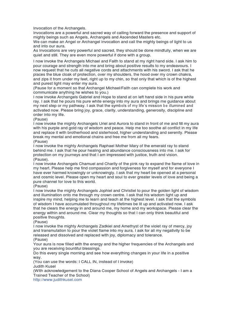 Invocation of The Archangels | PDF | Archangel | Religious Belief And ...