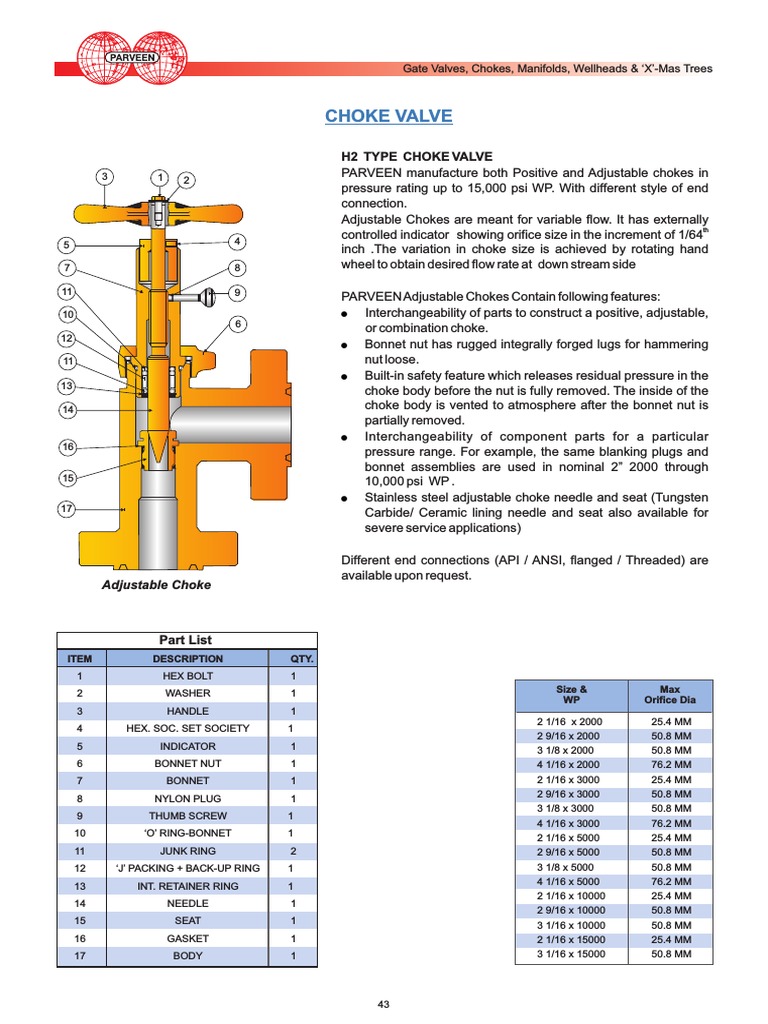 Choke Parveen | PDF | Valve | Mechanical Engineering
