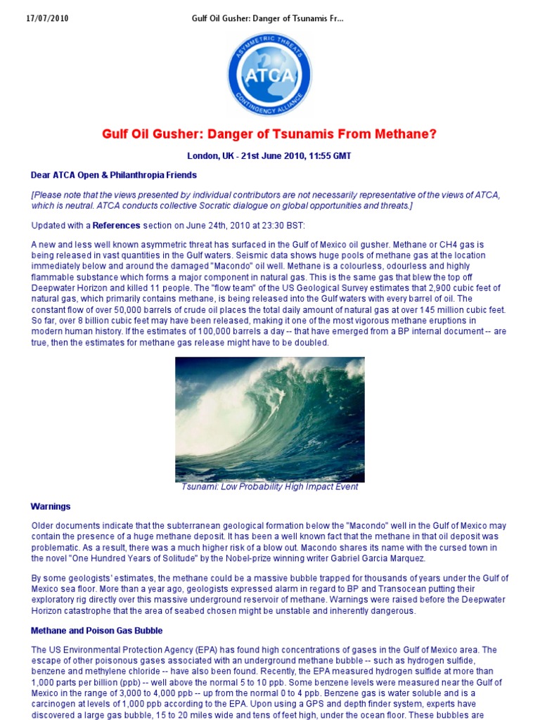 Gulf Oil Gusher Methane Climate Dead Zones - ATCA | PDF | Petroleum ...
