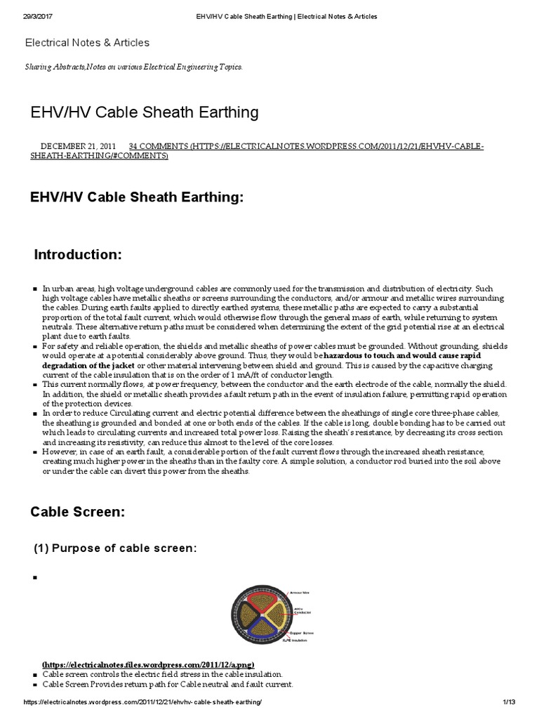 EHV/HV Cable Sheath Earthing Guide | PDF | Cable | Electric Current