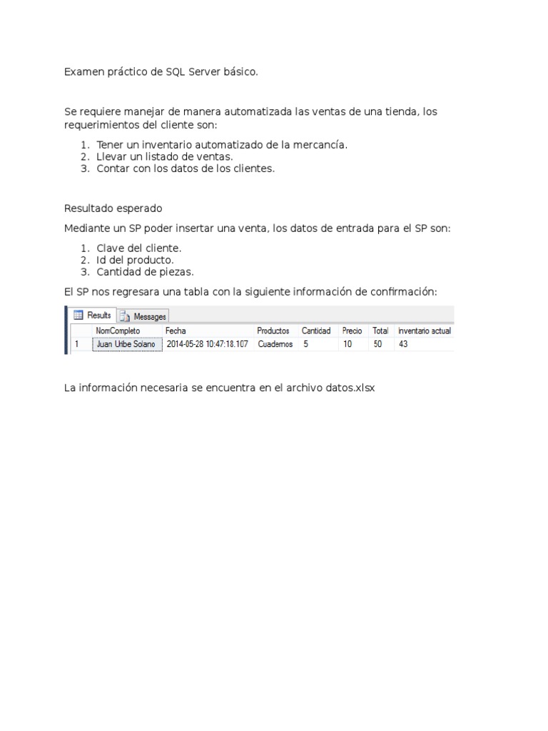 Examen Práctico de SQL Server Básico | PDF