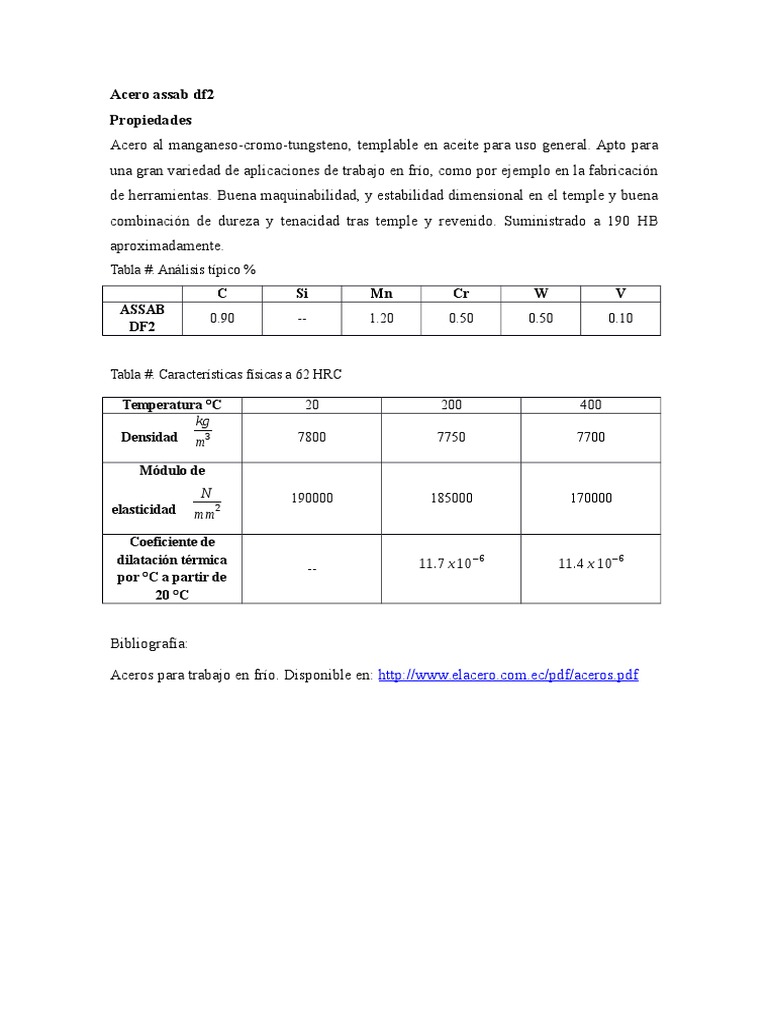 Acero Assab df2 | PDF