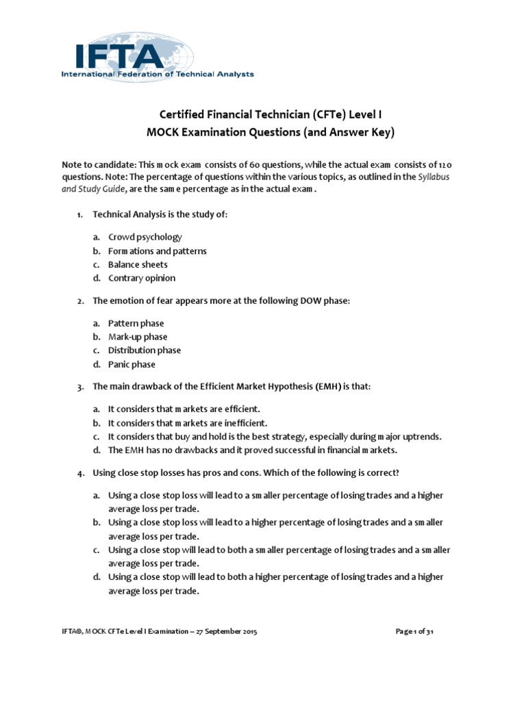 Ifta Cftei Mock Exam | PDF | Business