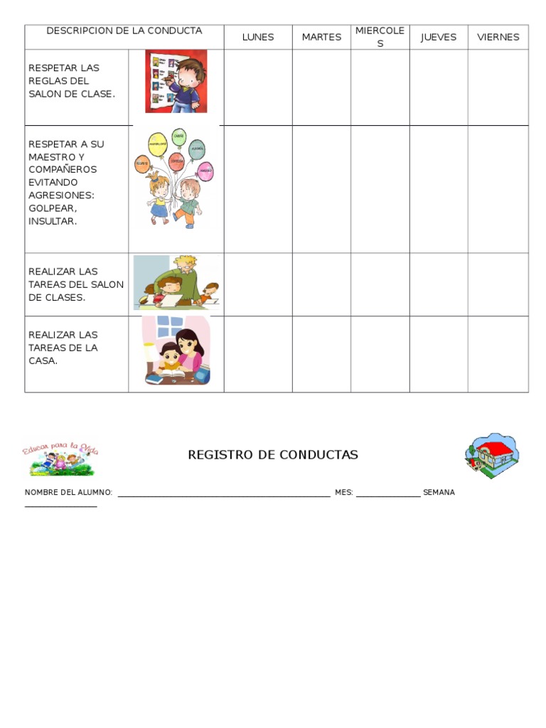 Registro Semanal de Conducta Escolar | PDF