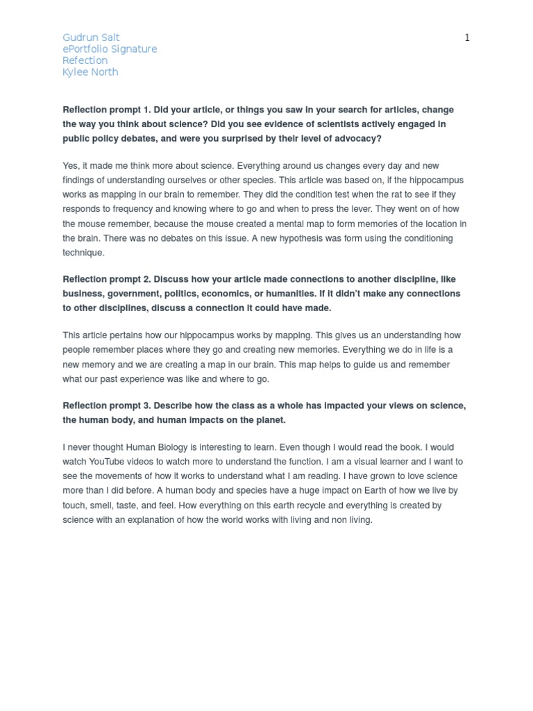 Reflection Prompt 1 | PDF