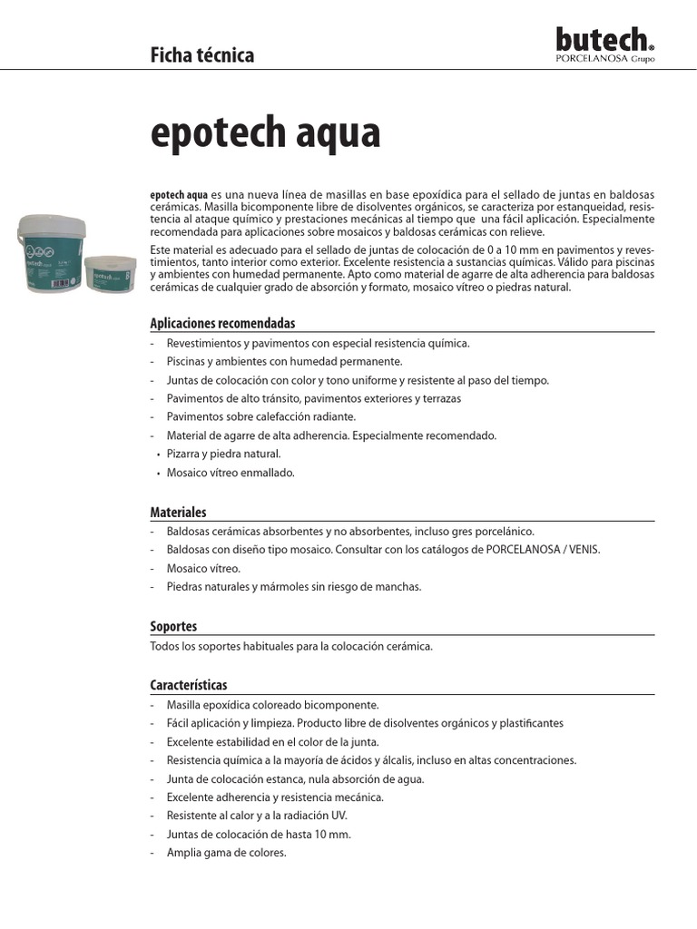 Masilla Epoxídica Epotec Aqua para Juntas | PDF | Epoxy | Loseta