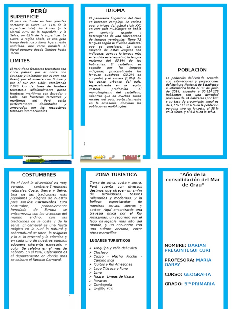 Triptico Del Peru | PDF | Lengua española | Perú