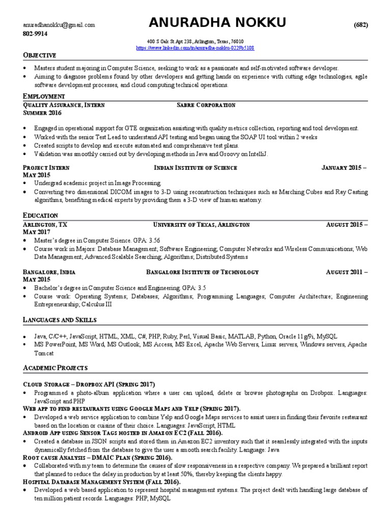 Resume 201704061212 | PDF | Web Application | Application Software