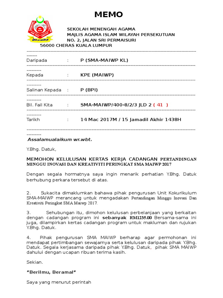 Memo Kelulusan Inovasi | PDF