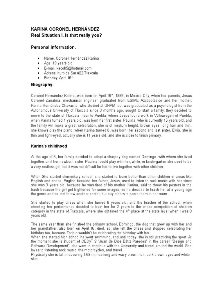 Biography of Karina Coronel Hernández | PDF | Schools