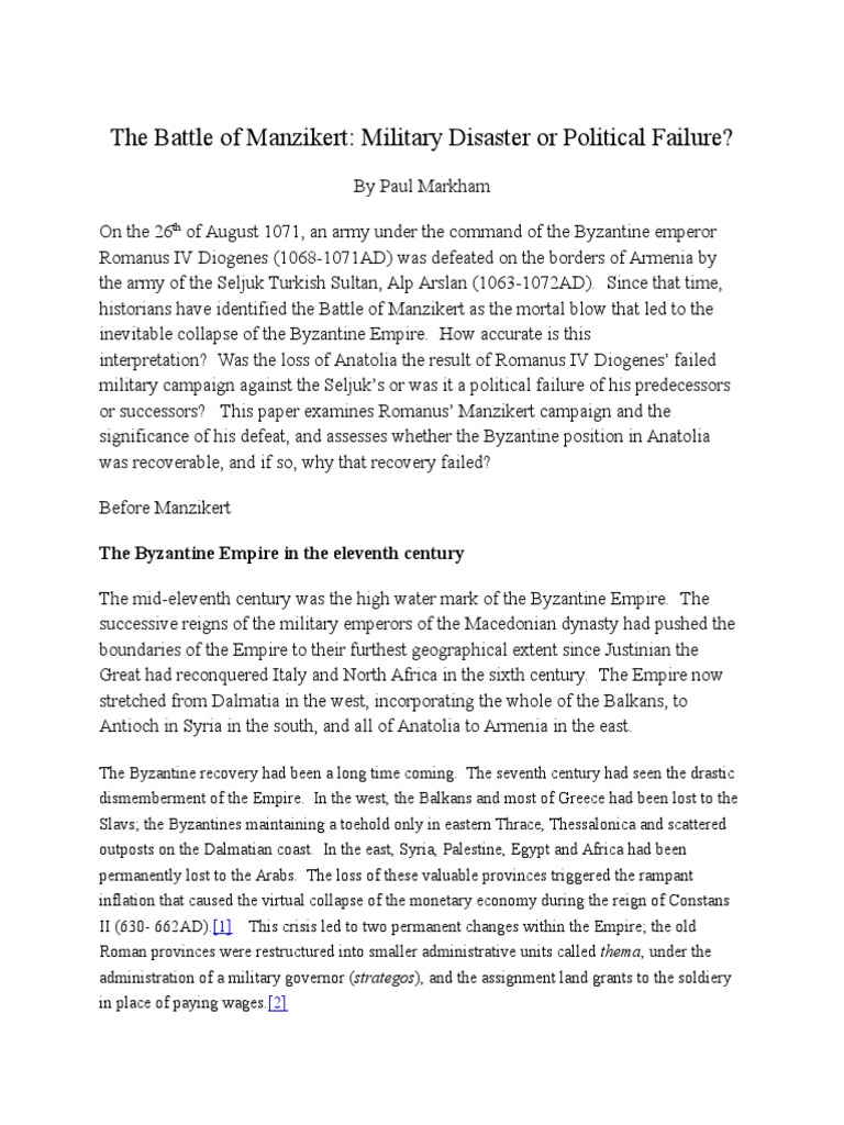The Battle of Manzikert | PDF | Byzantine Empire | Anatolia