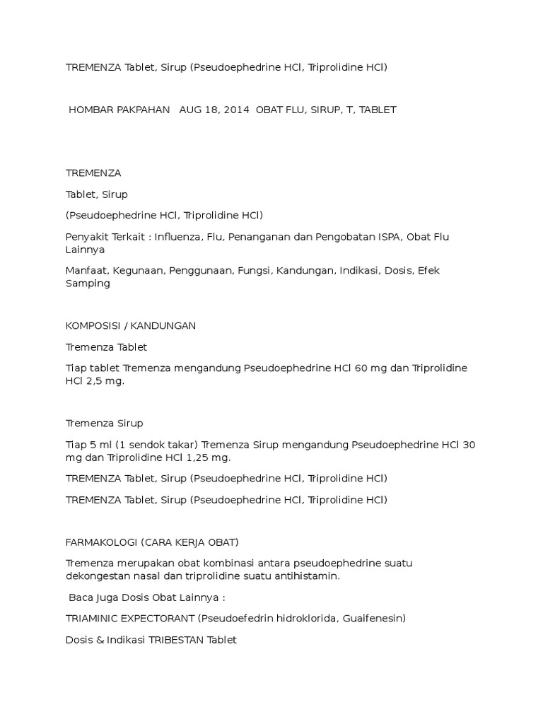 Tremenza Tablet