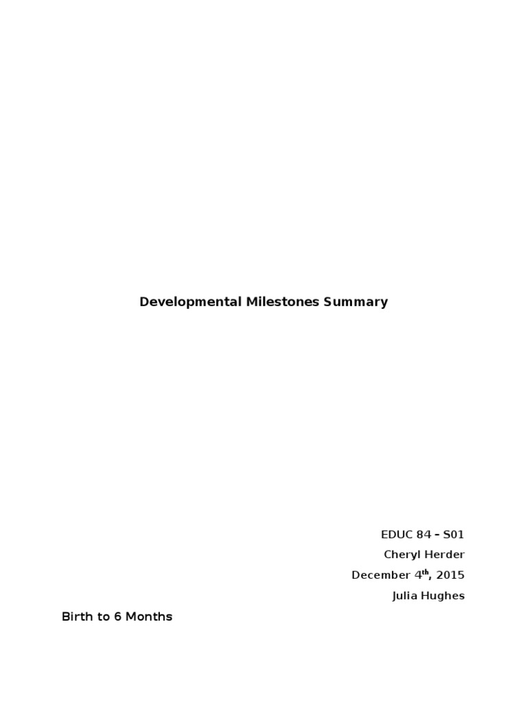 Developmental Milestones Summary | PDF | Child Development | Relationships