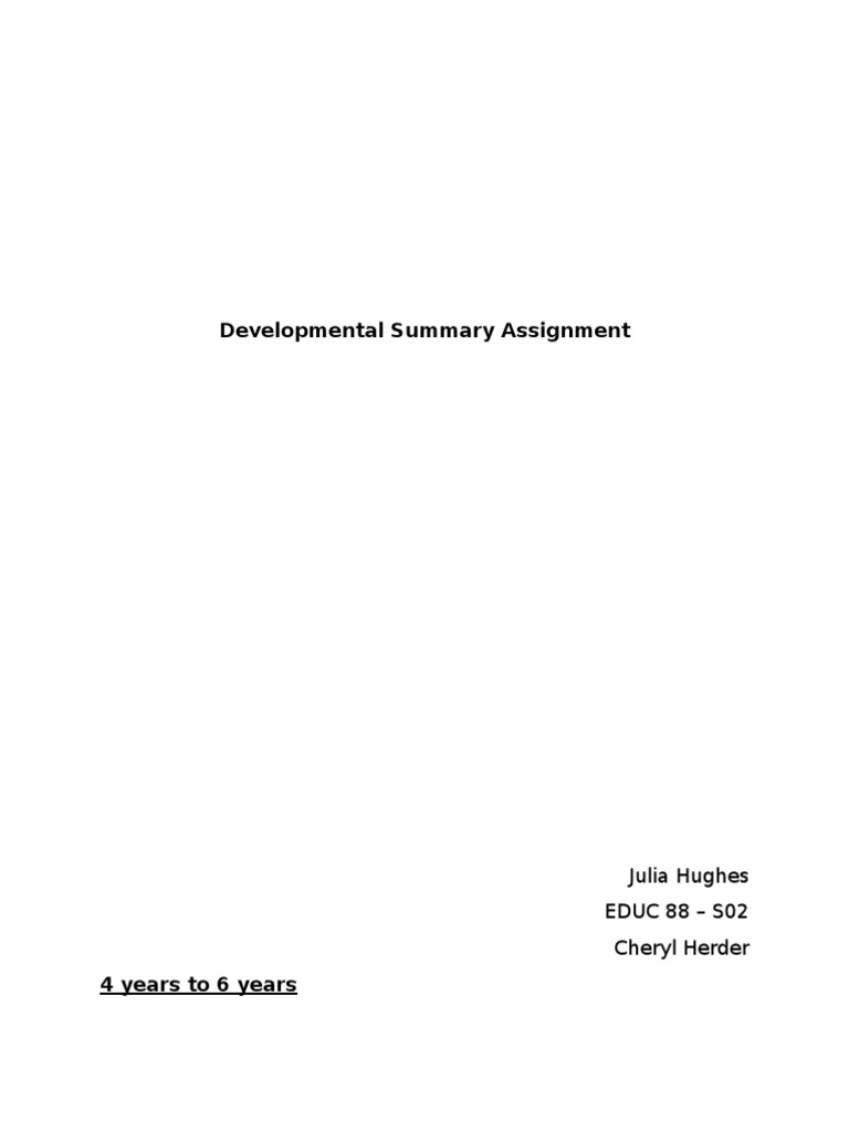 Developmental Summary Assignment | PDF | Child Development | Relationships