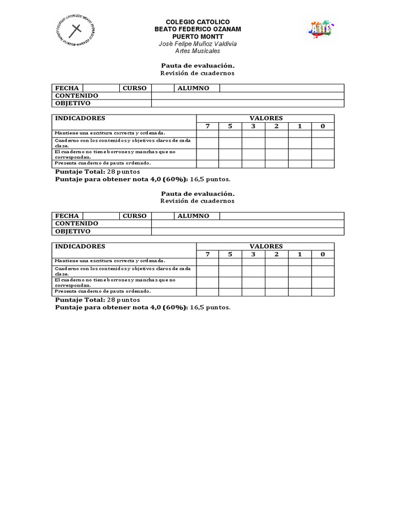 Pautas de Cotejo (Revisión de Cuadernos) | PDF | Papelería | Papel