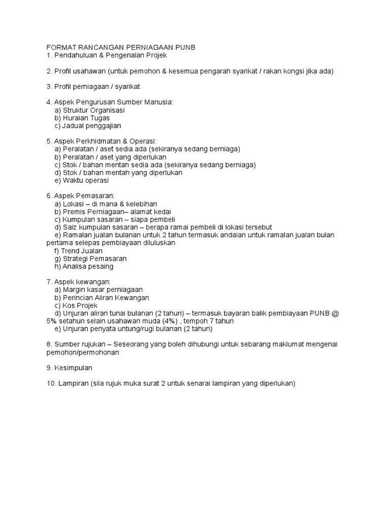 Format Rancangan Perniagaan | PDF