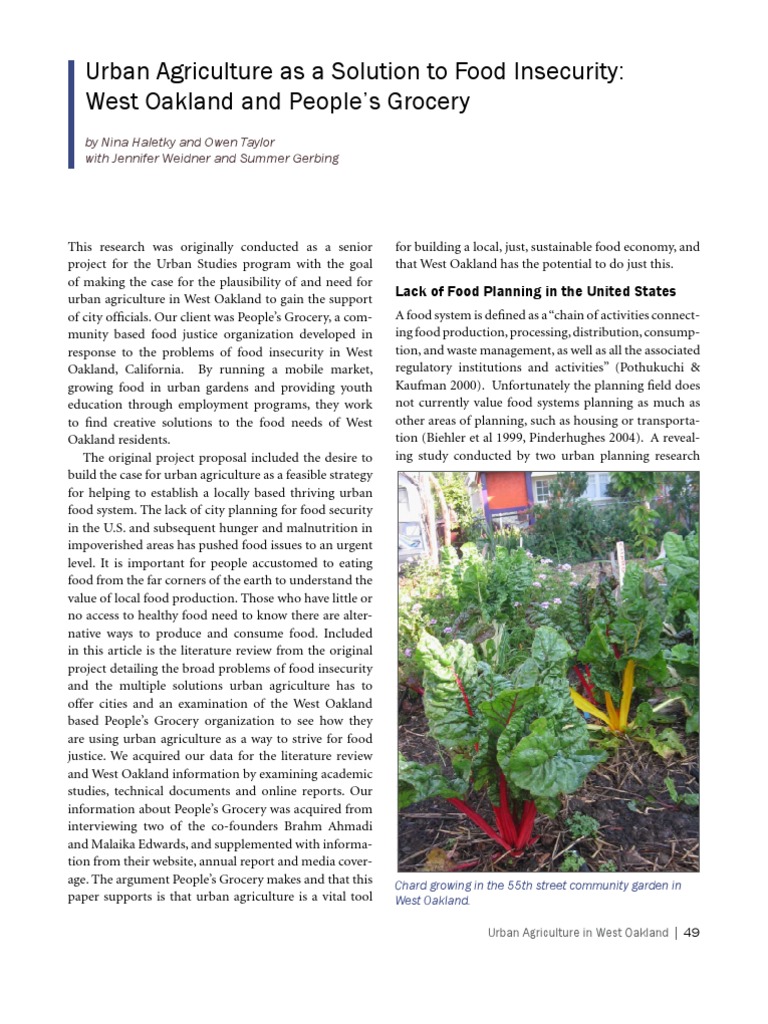 Urban Agriculture As A Solution To Food in Security | PDF