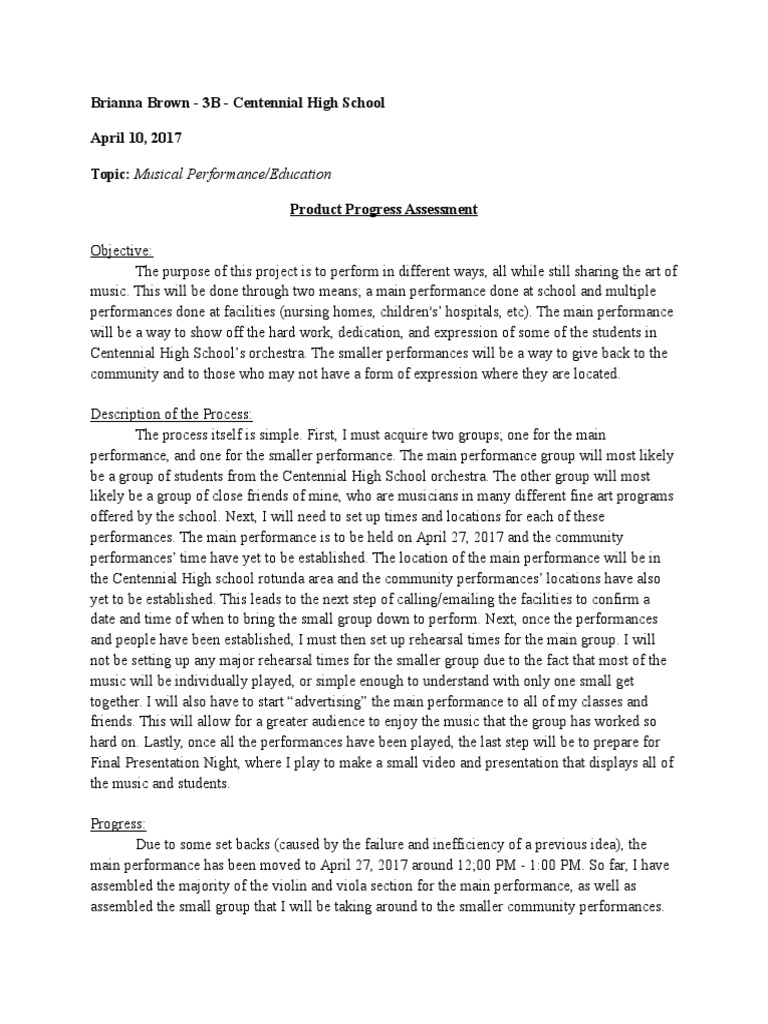 Centennial High School Music Project | PDF | Learning | Communication