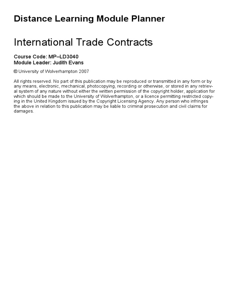 International Trade Contracts | Letter Of Credit | Bill Of Lading