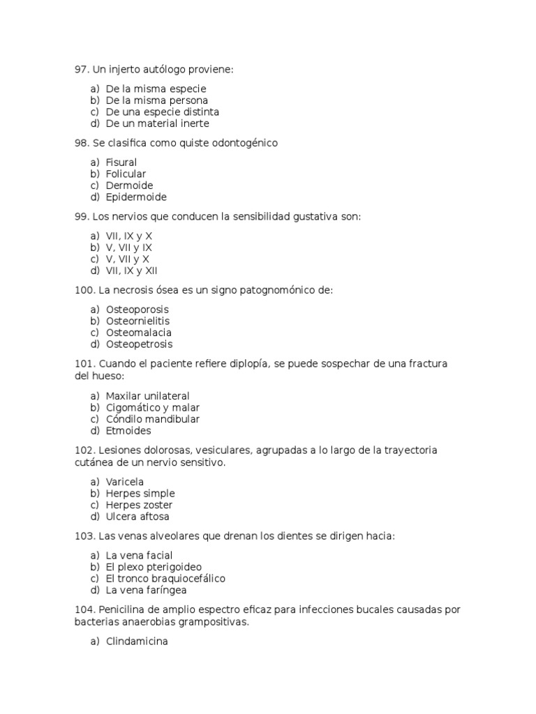 Preguntas de odontología | PDF | Especialidades Medicas | Medicina CLINICA