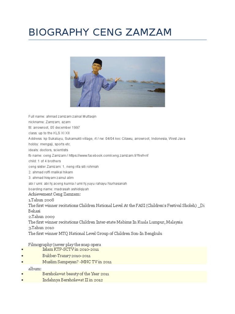 Biography Ceng Zamzam | PDF | Religious Education