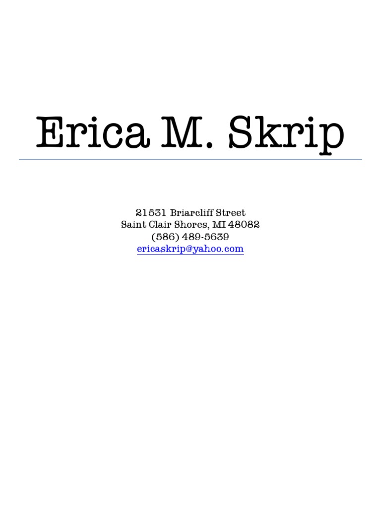 Resume Erica Marie Skrip 2017 | PDF | Secondary School | Teachers