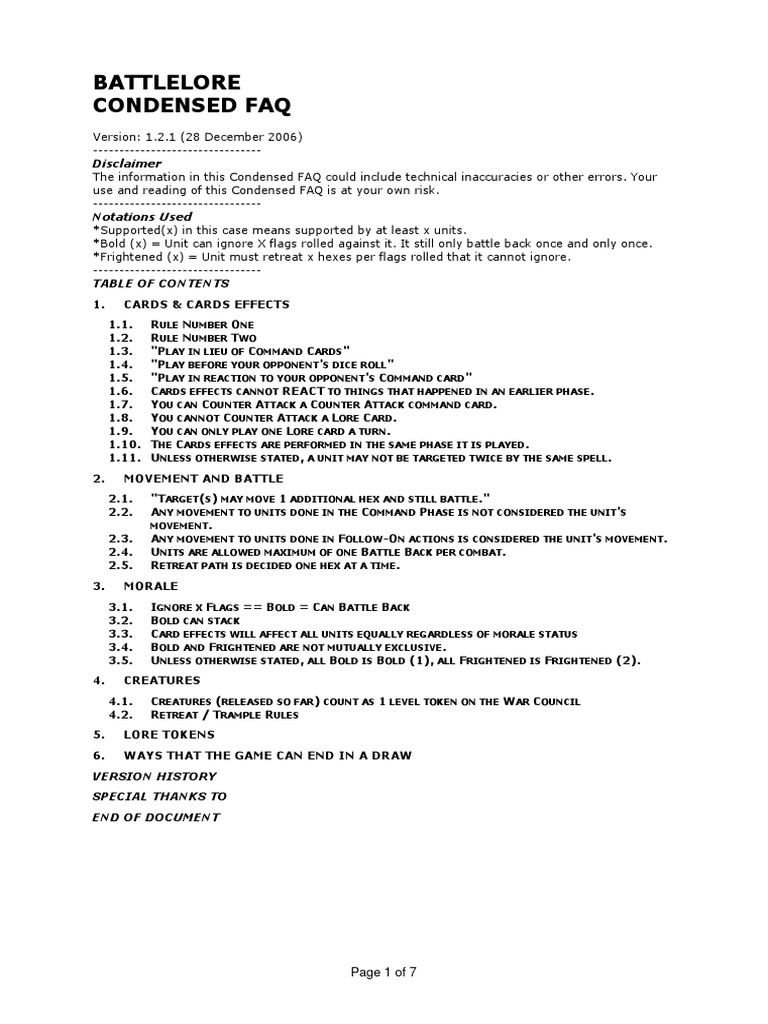 Condensed FAQ BattleLore | PDF | Infantry | Wars & Military