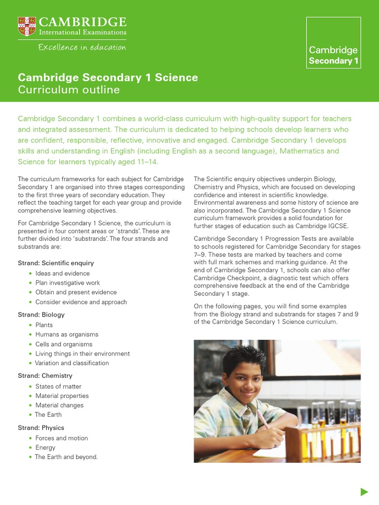 Cambridge Secondary 1 Science Curriculum Outline PDF | PDF | Life | Ecology
