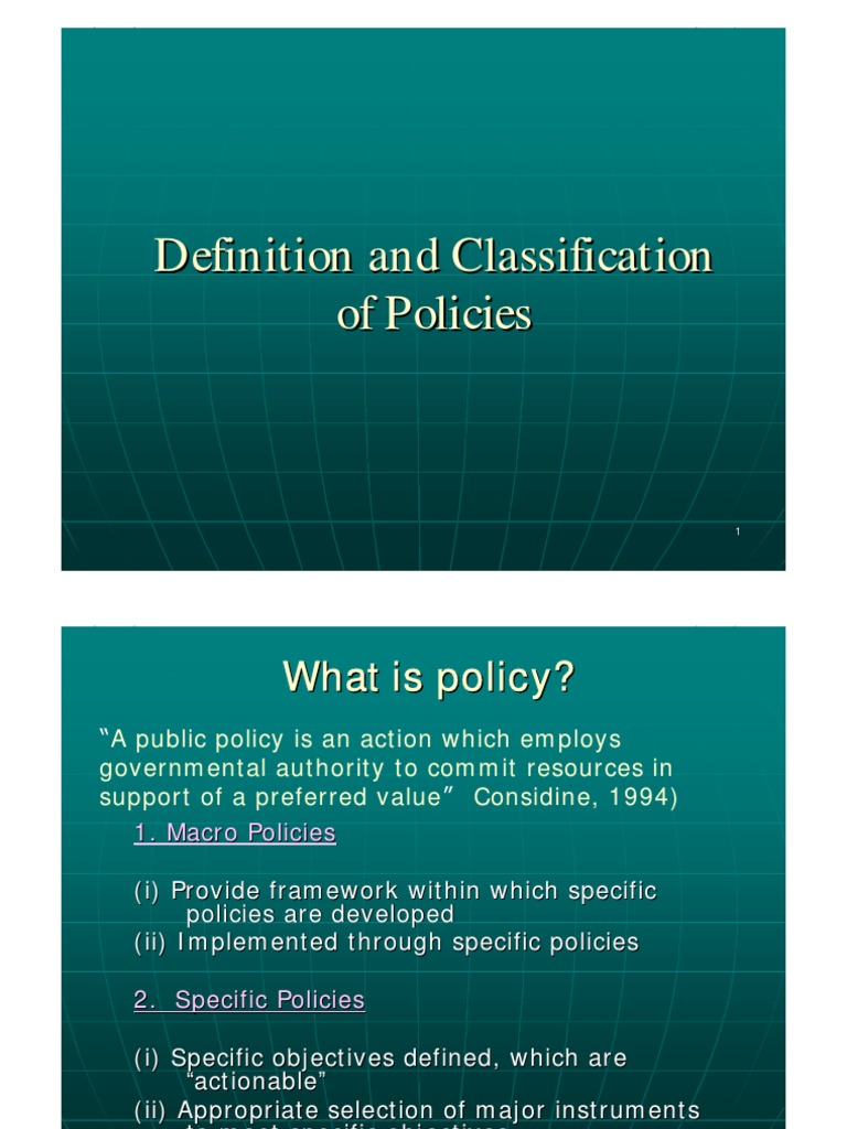 Definition and Classification of Policies | PDF | Strategic Management ...