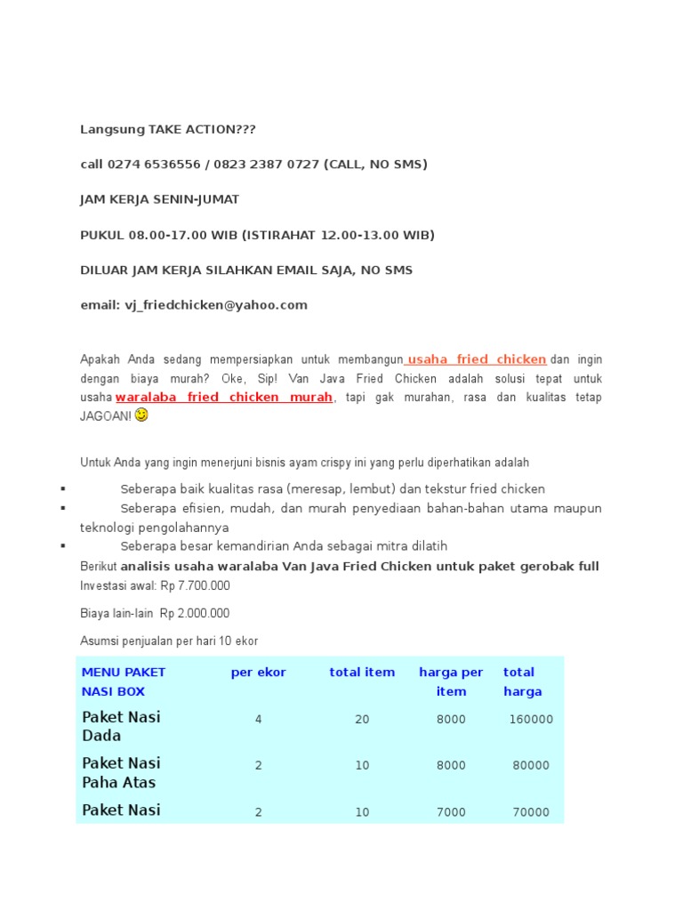 Van Java Waralaba Chiken | PDF