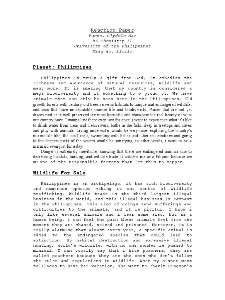 reaction-paper-wildlife-marine-biology