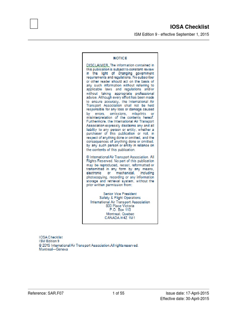 IOSA Security Management Checklist | PDF | Quality Assurance | Audit