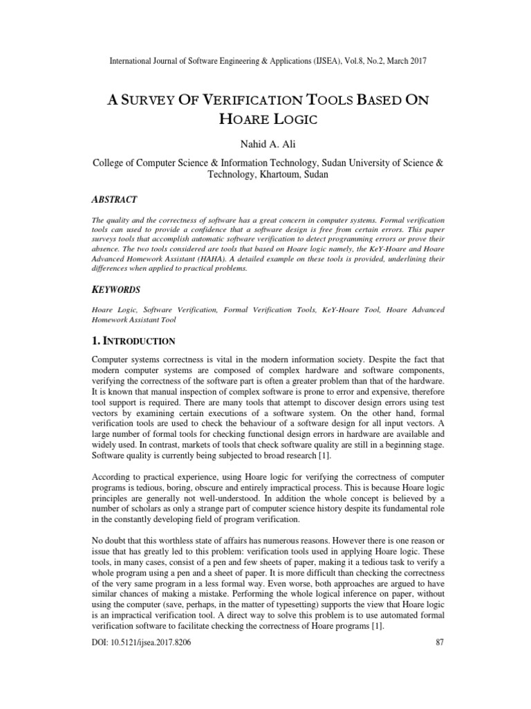International Journal of Software Engineering & Applications (IJSEA) | PDF | Formal Verification ...