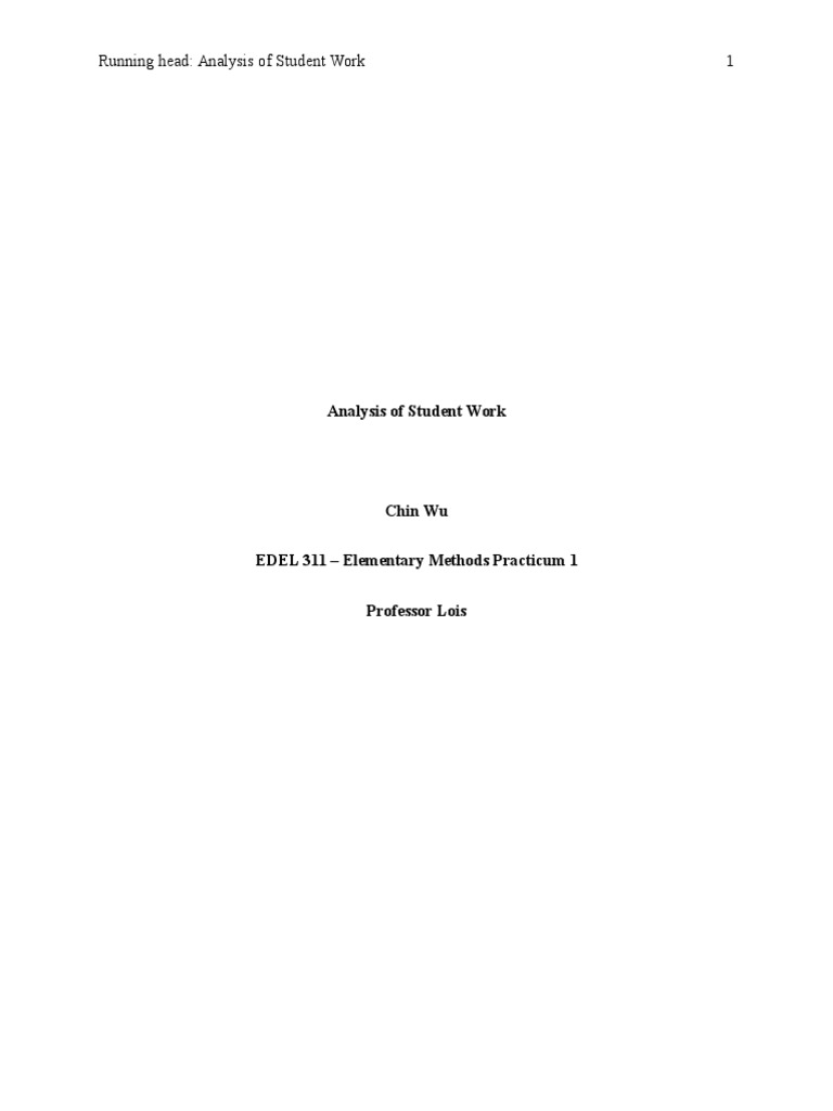 First Grade Student Work Analysis | PDF | Educational Assessment ...