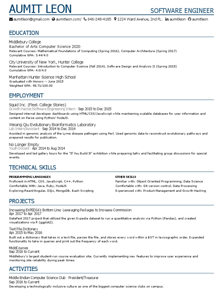 Aumit Leon Resume | PDF