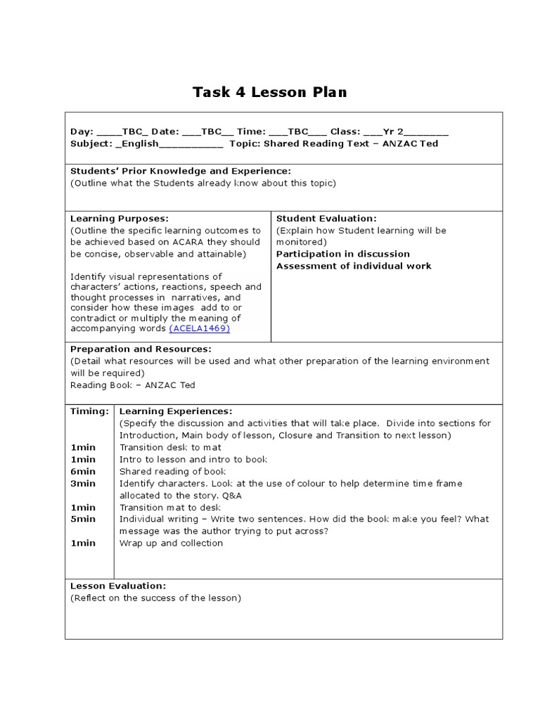 Task 4 Lesson Plan | PDF