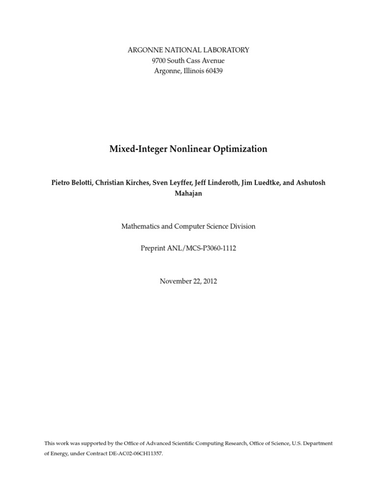 MINLP | PDF | Mathematical Optimization | Linear Programming