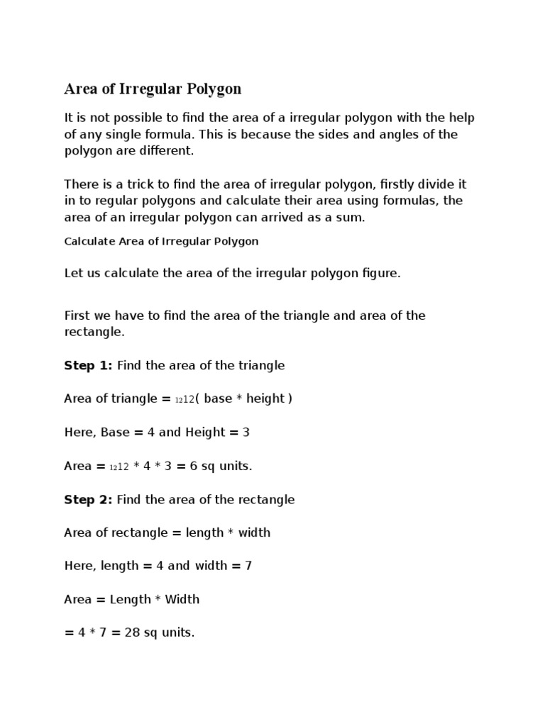 Area of Irregular Polygon | PDF