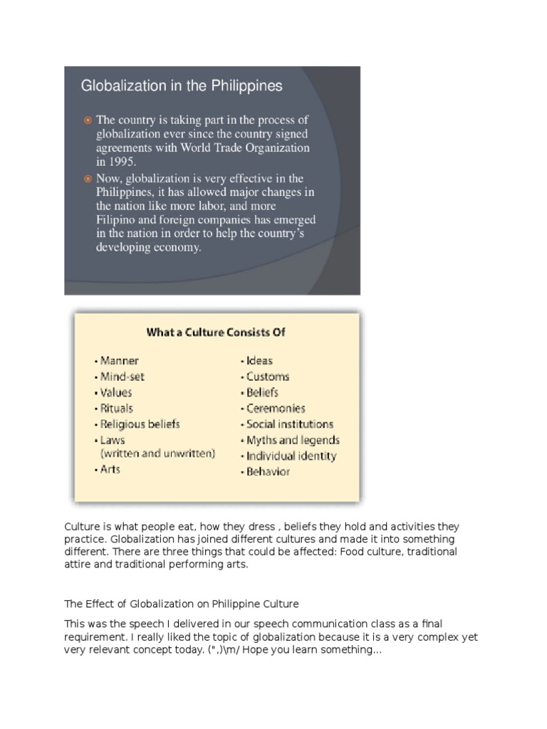 The Effect of Globalization on Philippine Culture.docx | Globalization ...