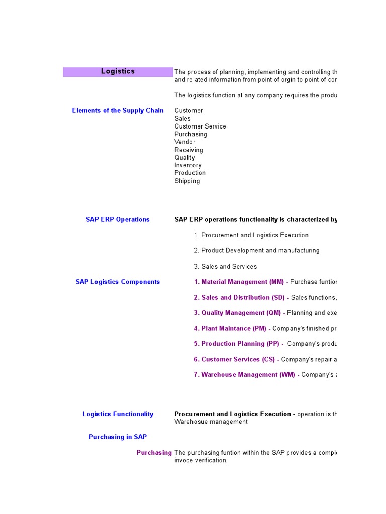 Navigating SAP's Logistics and Supply Chain Modules | PDF | Logistics ...