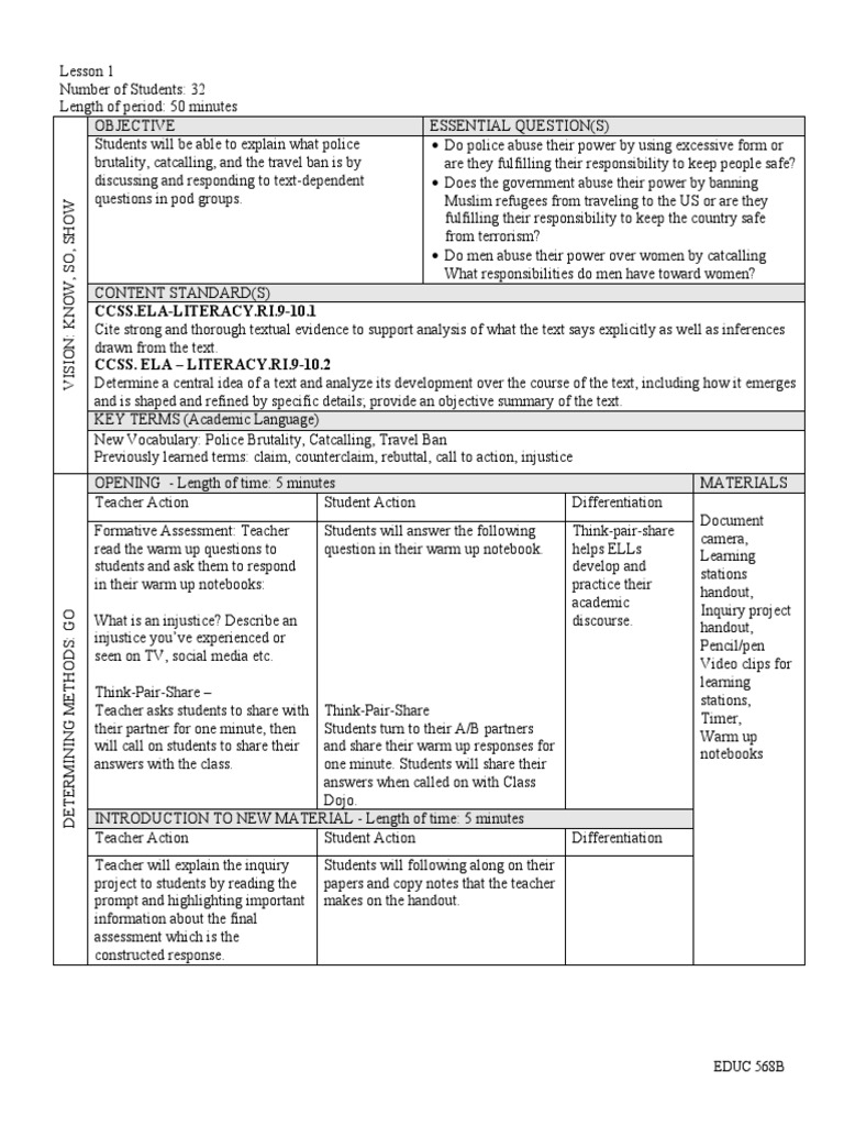 High School Social Justice Lesson | PDF | Educational Assessment | Teaching