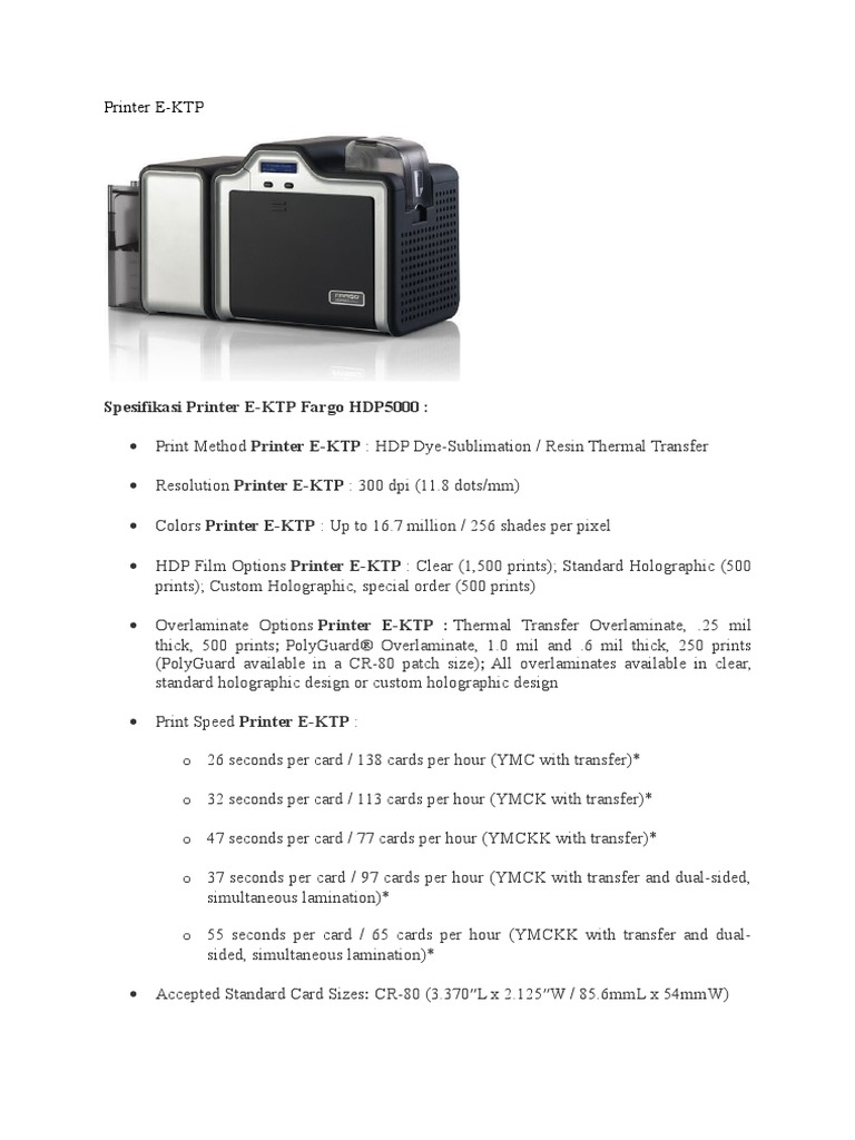 Spesifikasi Printer E | PDF | Printer (Computing) | Manufactured Goods