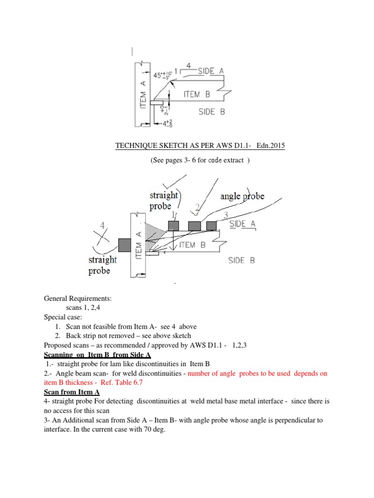 Aws d1.1-UT Procedure For Back Strip T or Corner Joint PDF | PDF