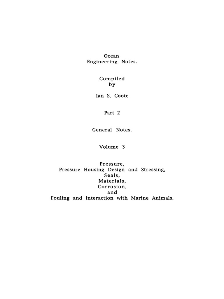 Ocean Engineering - Pressure Housing Design Notes Compiled by Ian S ...