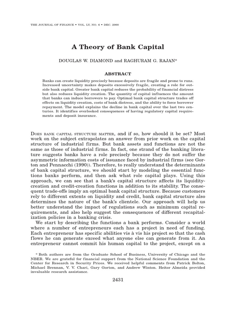 Understanding Bank Capital Structure | PDF | Market Liquidity | Deposit ...