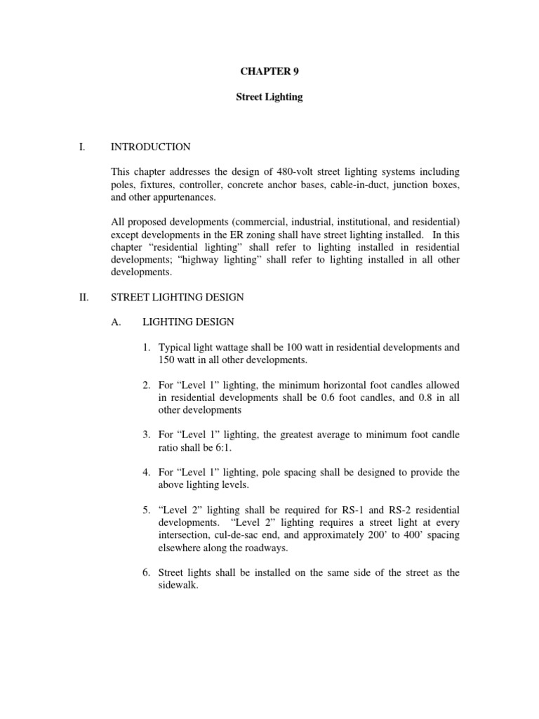 DM - Chapter 9 - Street Lighting | PDF | Power (Physics) | Manufactured Goods