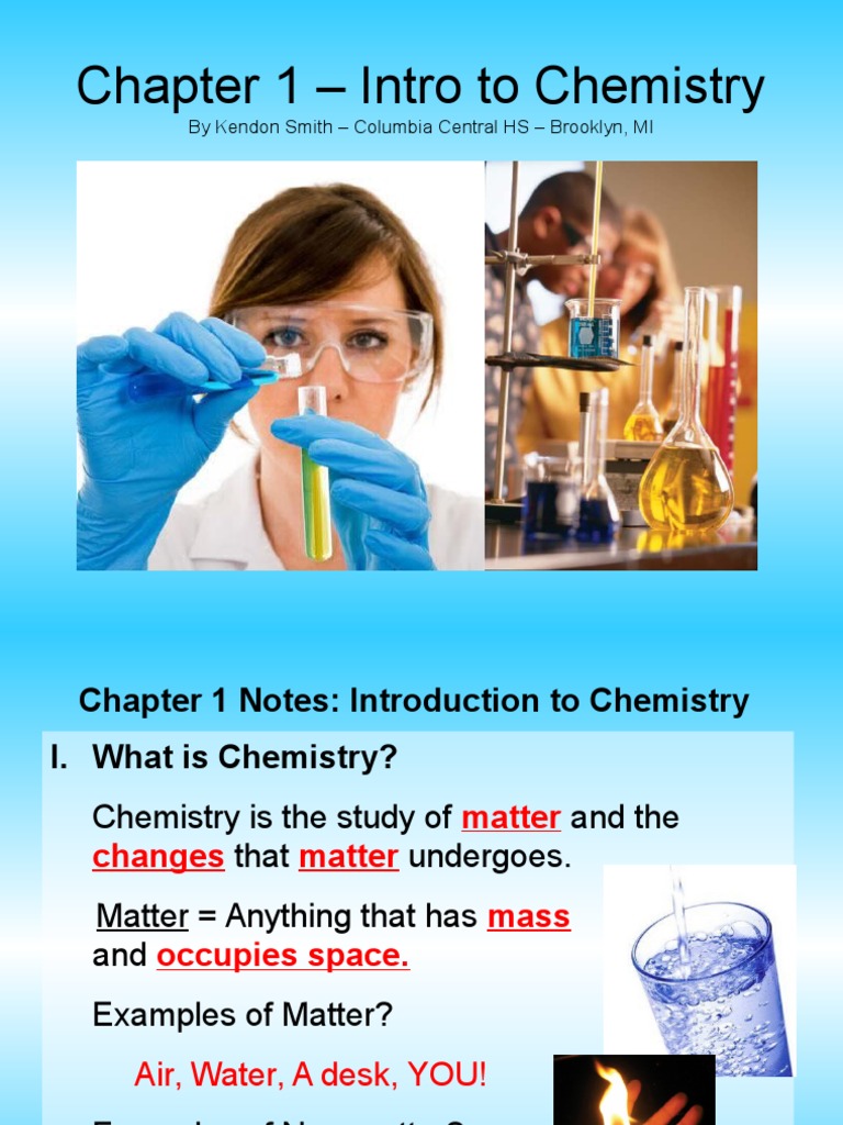 Chapter 1 - Intro To Chemistry: by Kendon Smith - Columbia Central HS ...