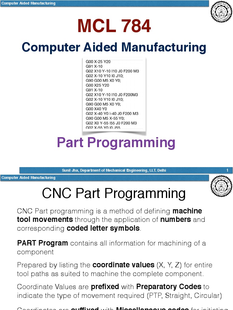 Computer Aided Manufacturing: Part Programming | PDF | Machines | Machining