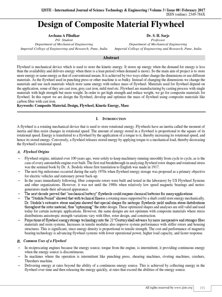 Design of Composite Material Flywheel | PDF | Materials | Mechanical ...